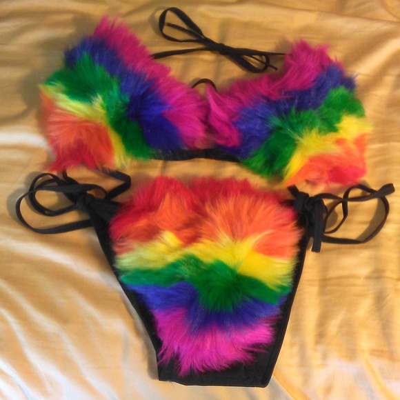 Unk | Other | Bnwot Furry Bikinities Multi Color Fits Different Sizes ...